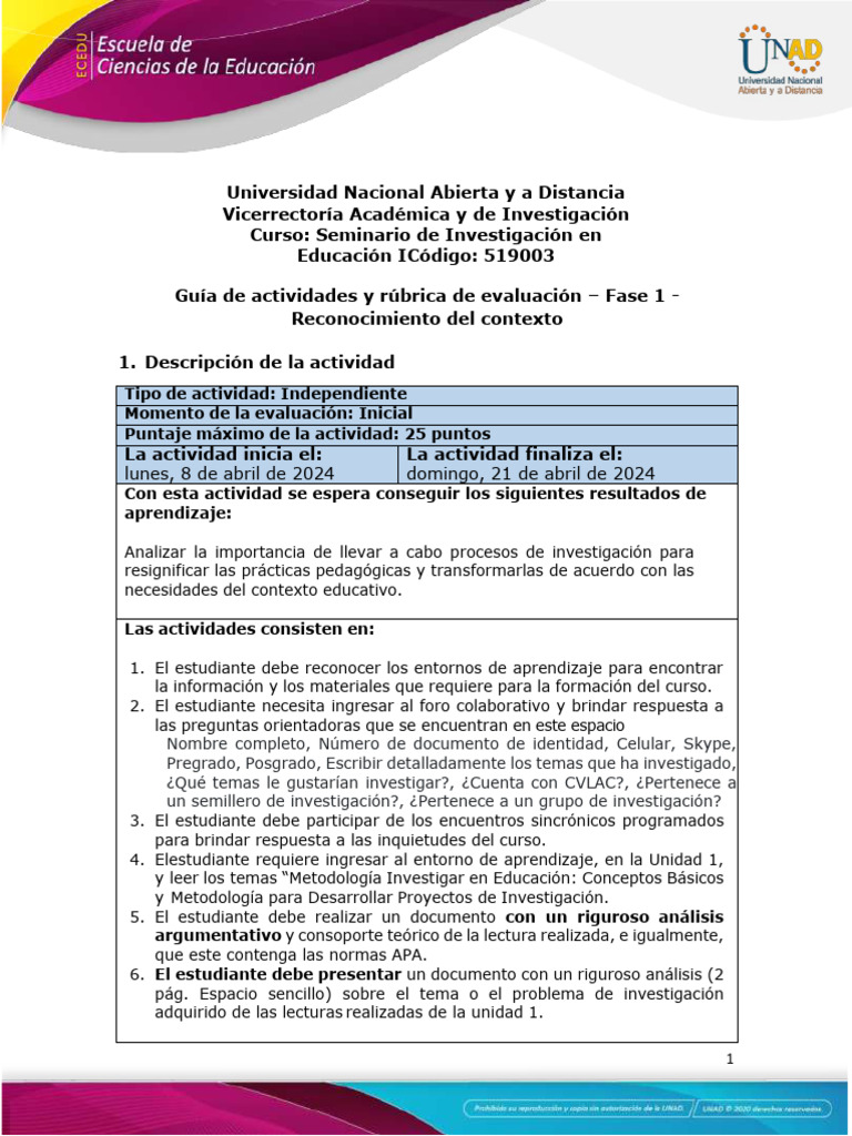Guía de Actividades y Rúbrica de Evaluación - Unidad 1 - Fase 1 - Reconocimiento Del Contexto ...