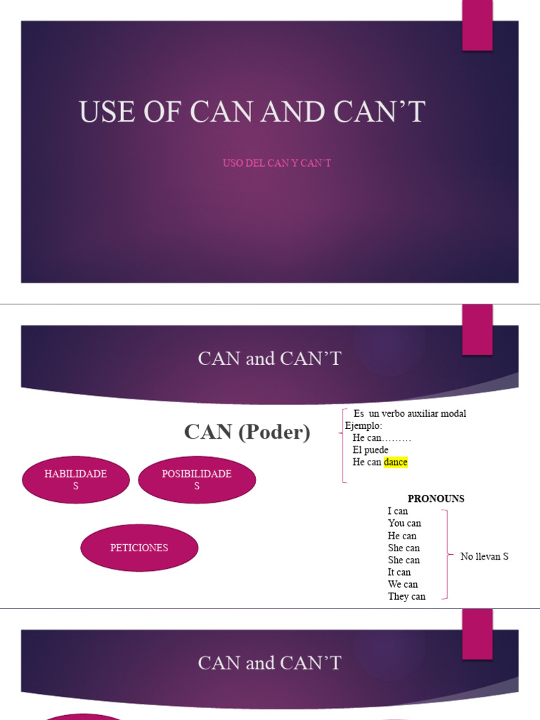 Use of Can and Can't | PDF