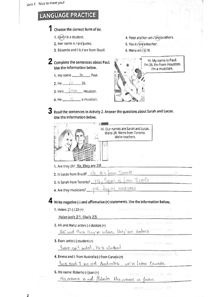 WORKBOOK UNITE 1 | PDF