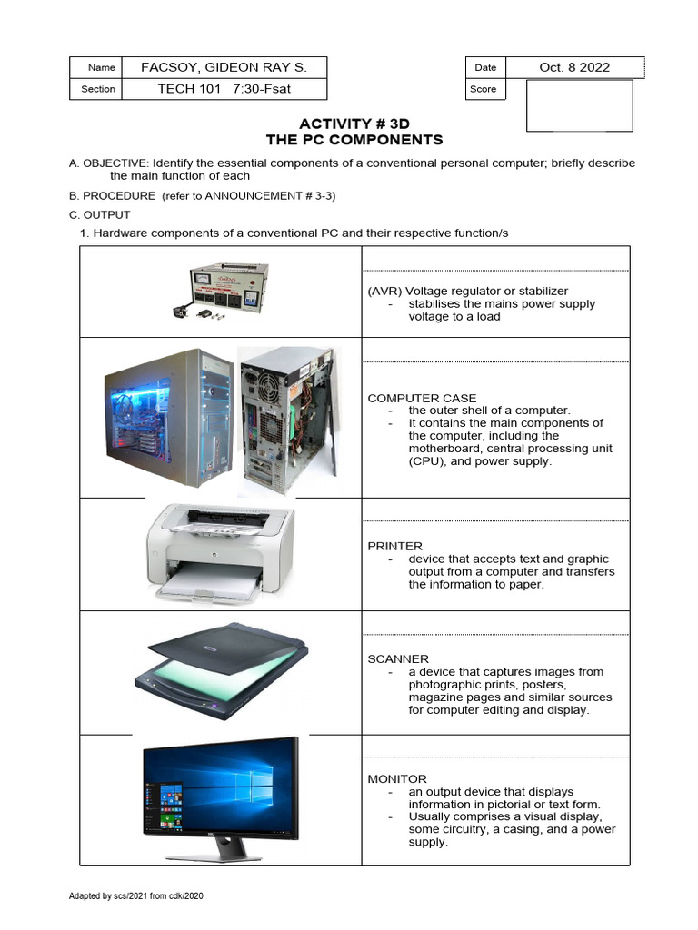 Tech101 Activity3d 1 - 1272675494 | PDF | Computer Data Storage | Computer Hardware