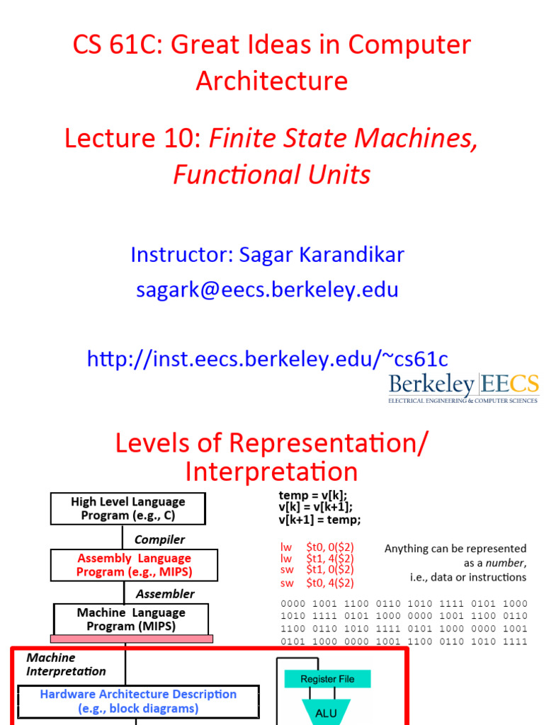 1up PDF 2015su CS61C L10 SK FSM | PDF | Computer Engineering | Computing