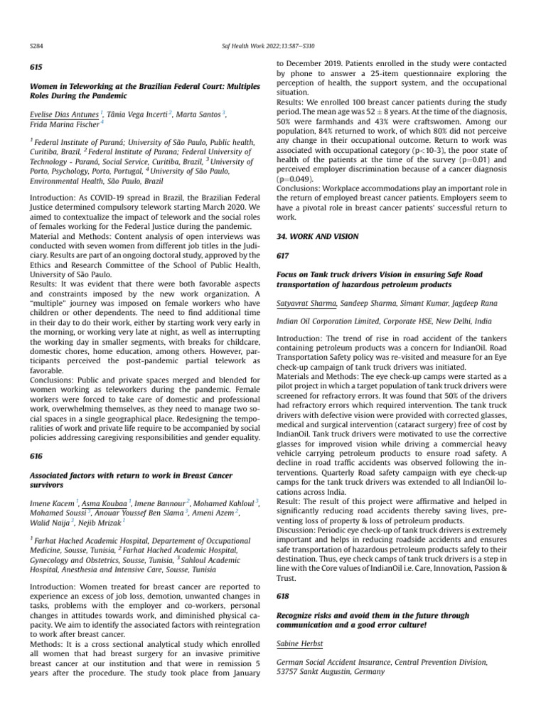 Saf Health Work 2022 13:S87 Es310 S284 | Download Free PDF | Clinical Medicine | Health Sciences