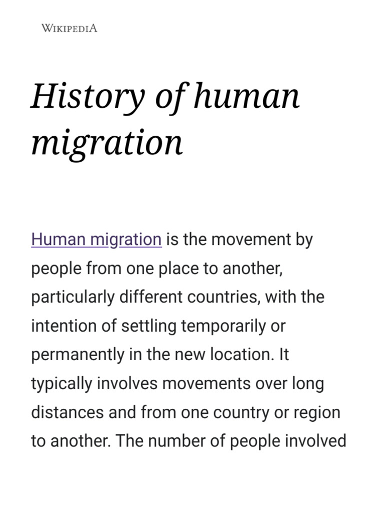 History of Human Migration - Wikipedia | PDF | Ethnicity
