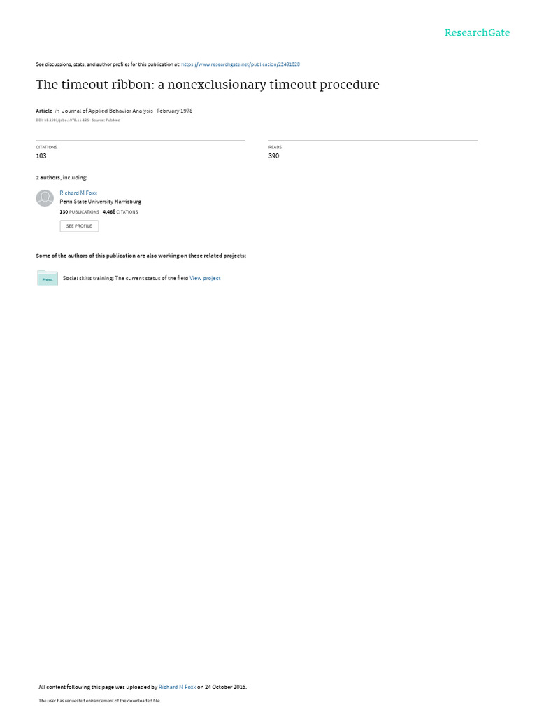 The Timeout Ribbon A Nonexclusionary Timeout Proce | PDF | Reinforcement | Teachers