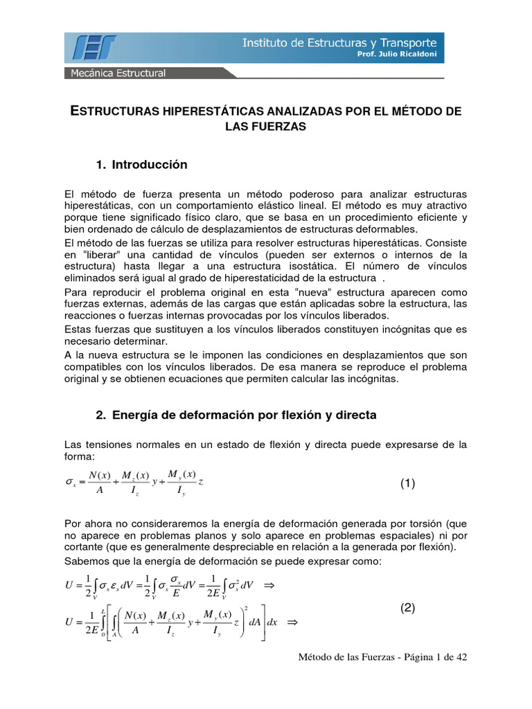 Estructuras Hiperestáticas | PDF | Doblar | Integral