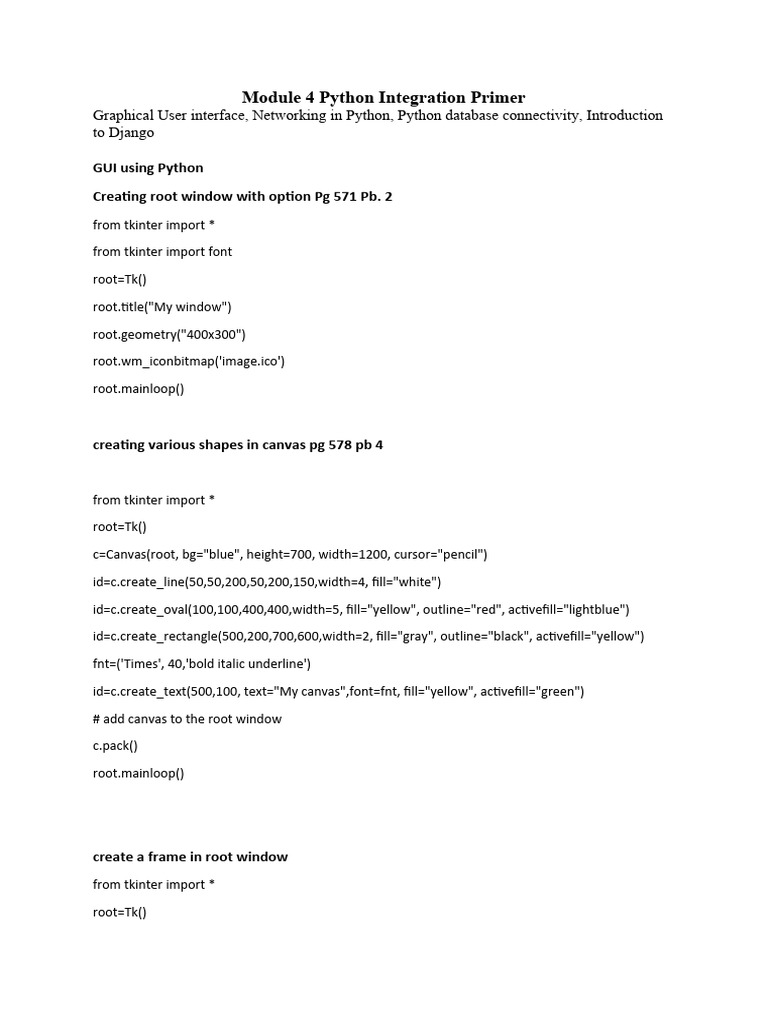 Module 4 Python Integration Primer Pdf Port Computer Networking 4307
