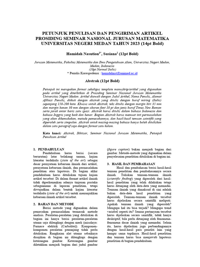 Template Artikel Semnas Matematika 2023 | PDF