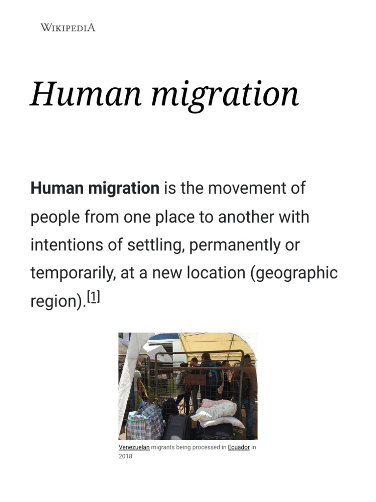 Human Migration - Wikipedia | PDF | Human Migration | Labour Economics