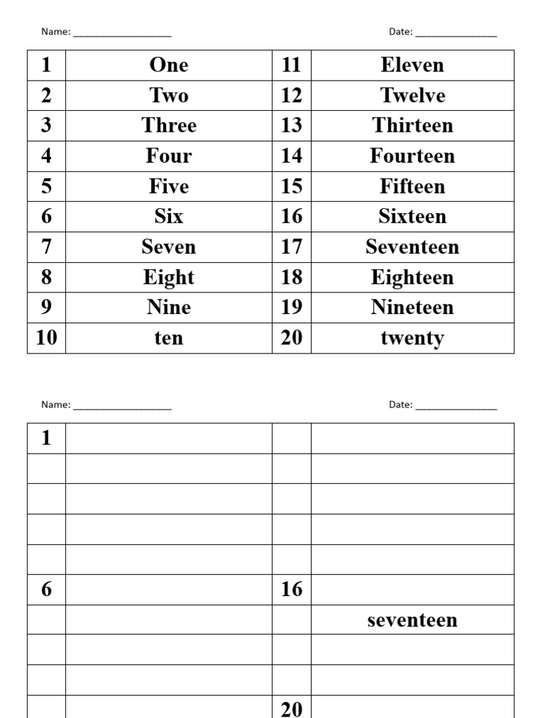 1-20 Numbers | PDF