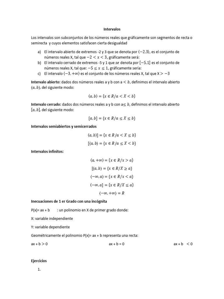 Intervalos y Desigualdades Matemáticas | PDF | Intervalo (Matemáticas) | Matemáticas