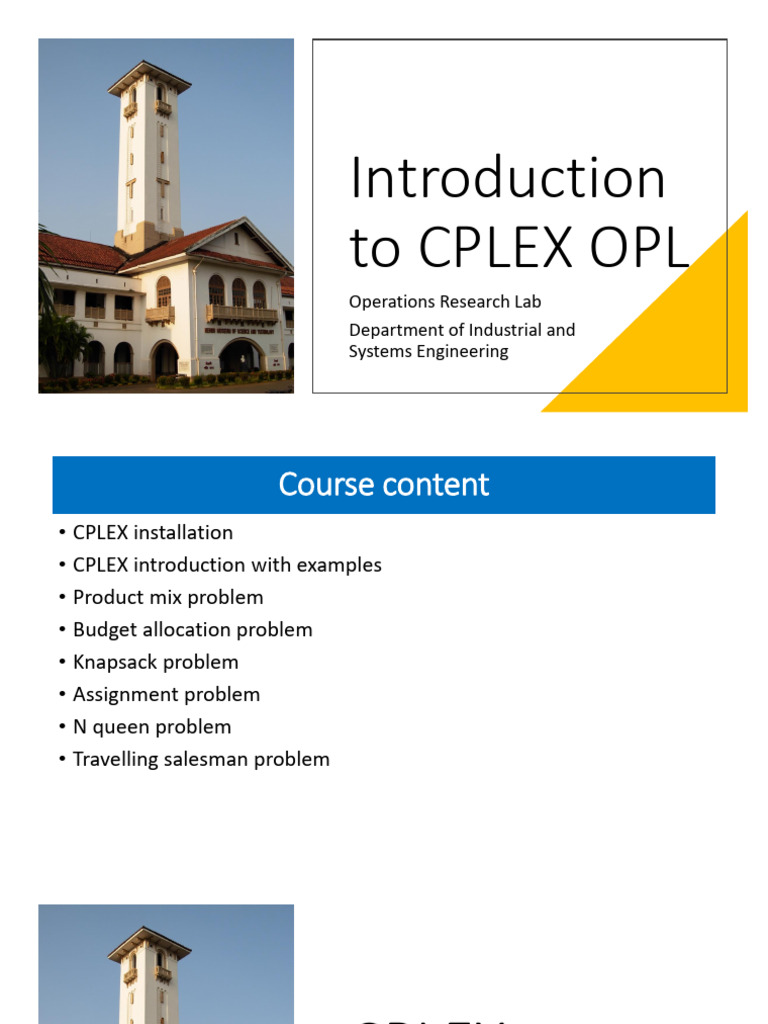 Introduction To CPLEX | PDF | Mathematical Optimization | Computer Programming