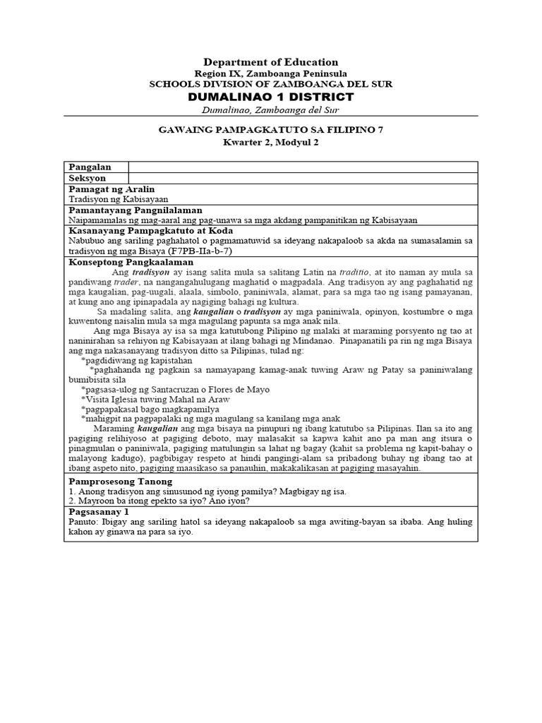 FIL 7 - Kwarter 2, Modyul 2. PINAL | PDF