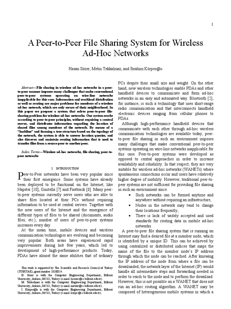 Sharing Ad Hoc | PDF | Peer To Peer | Wireless Ad Hoc Network