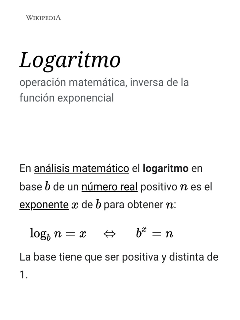 Introducción al Logaritmo Matemático | PDF | Logaritmo | Exponenciación