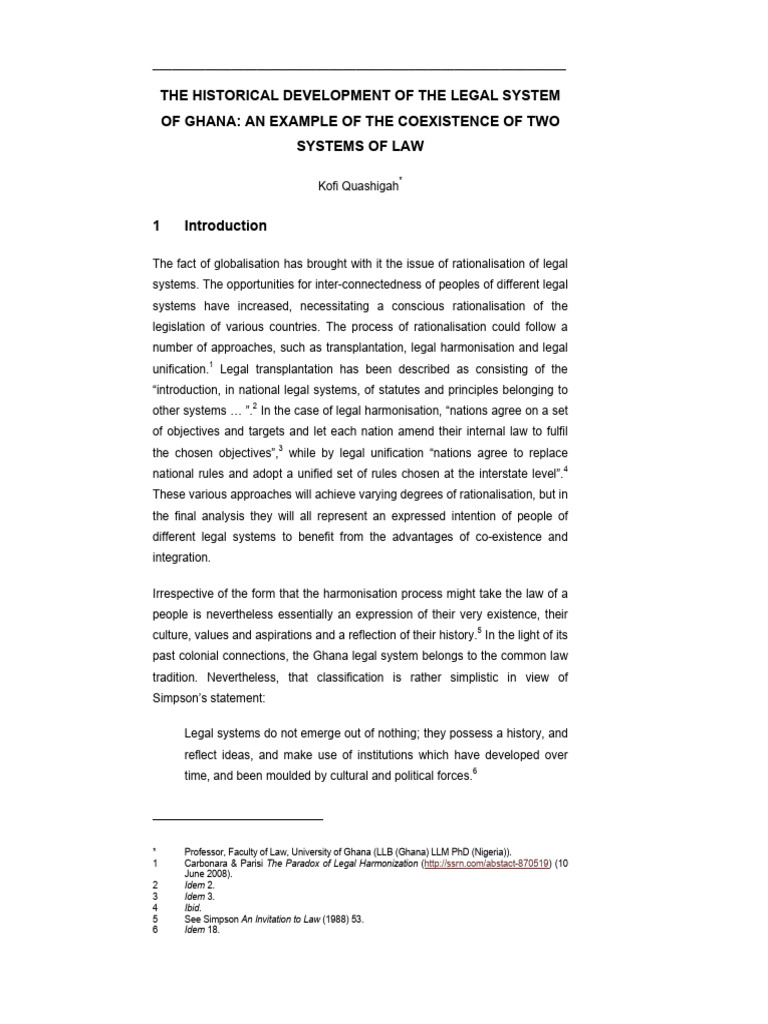 Quashigah 2008 The Historical Development of The Legal System of Ghana ...