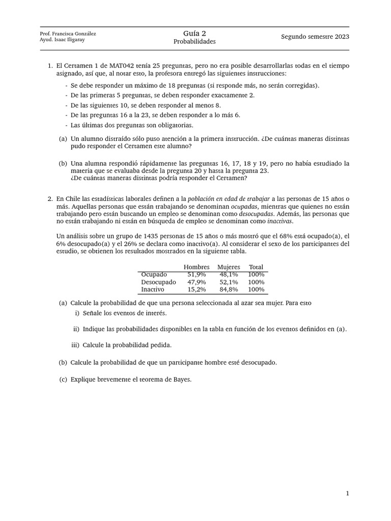 Guía_2 | PDF | Probabilidad