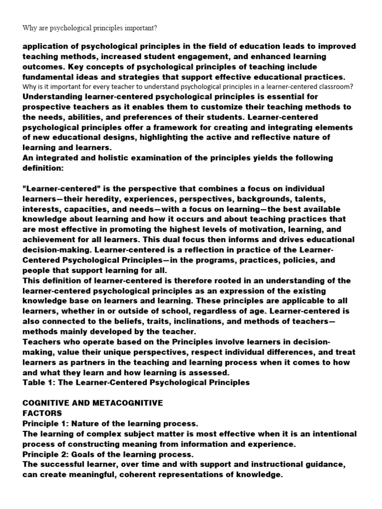 Why are psychological principles important | PDF | Learning | Motivational