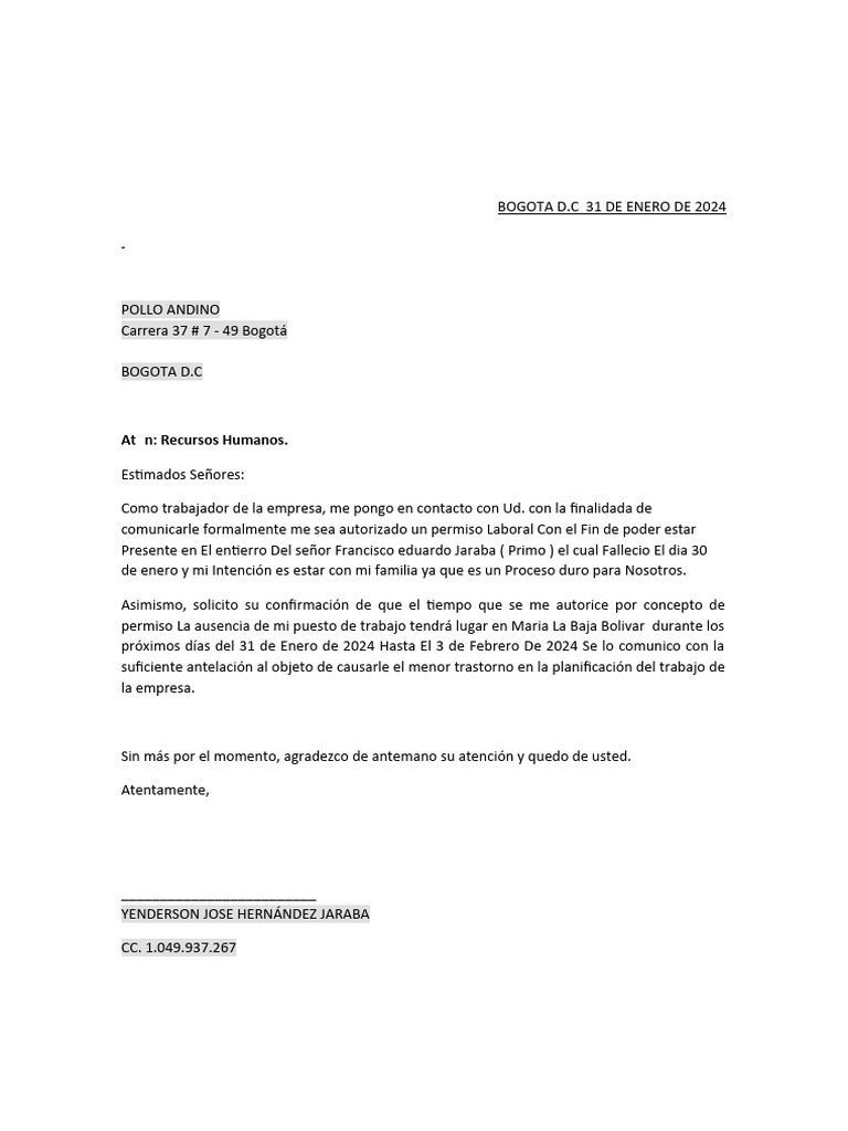 Solicitud de Permiso Con Goce de Sueldo | PDF