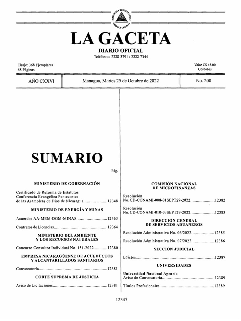 La Gaceta: Sumario | PDF