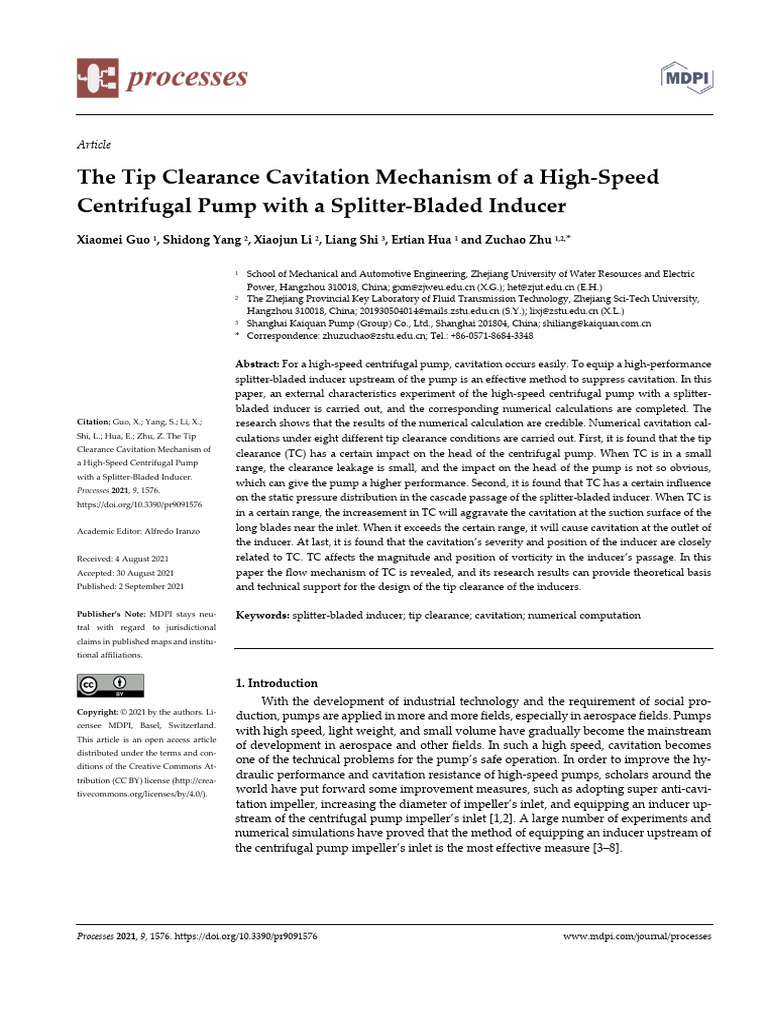 The Tip Clearance Cavitation Mechanism of A High-S | PDF | Fluid ...