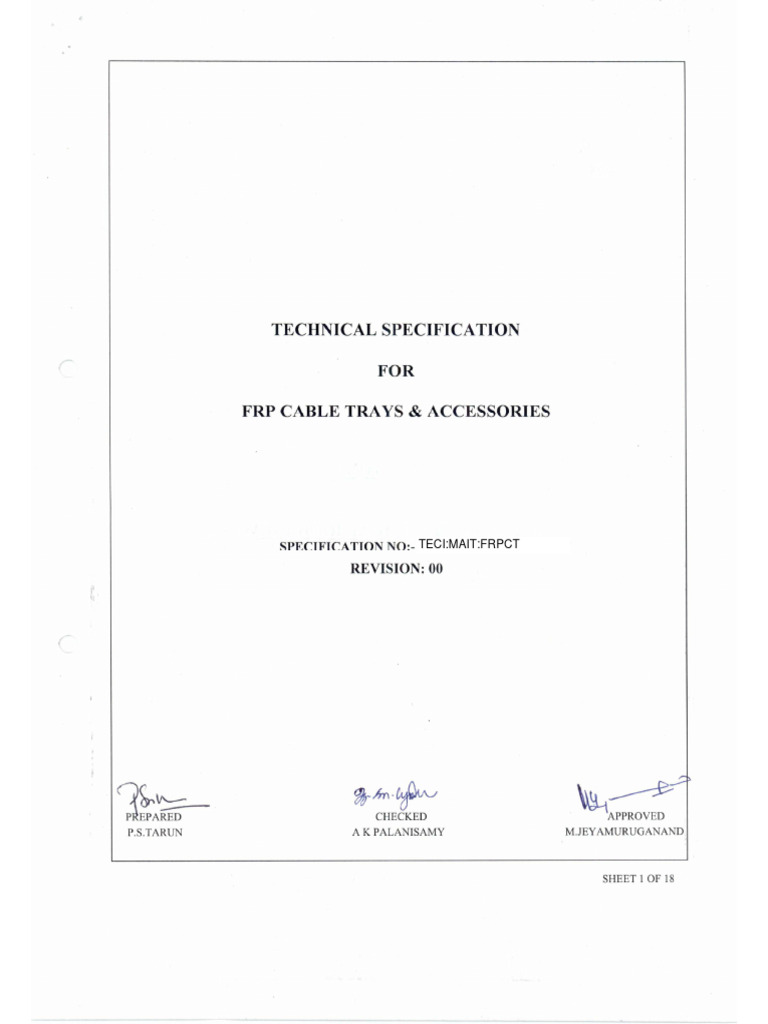 BHEL Standards For Cable Trays | PDF | Fibre Reinforced Plastic | Specification (Technical Standard)