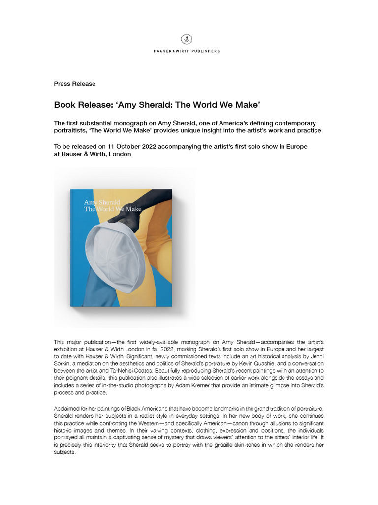 HWP_Amy Sherald_Release | PDF | Portrait Painting | The Arts
