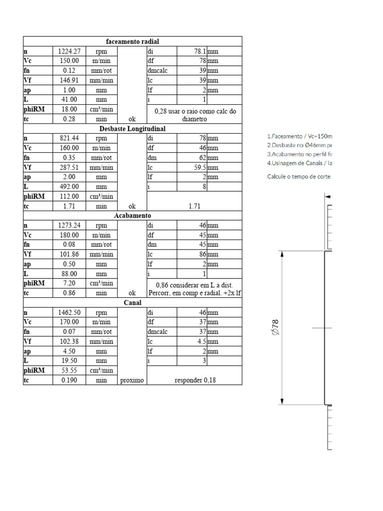 Calculo de Tempo de Corte - Corrigido | PDF