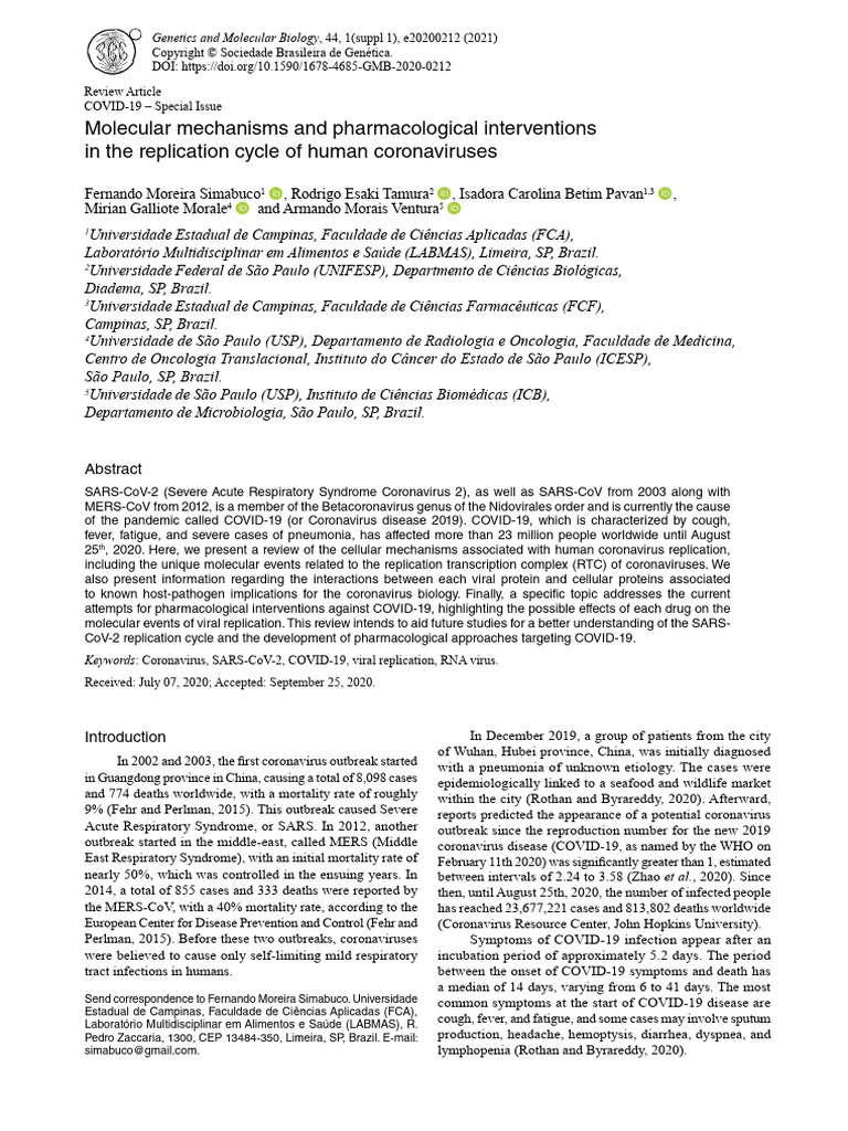 Molecular Mechanisms and Pharmacological Interventions in The Replication Cycle of Human ...