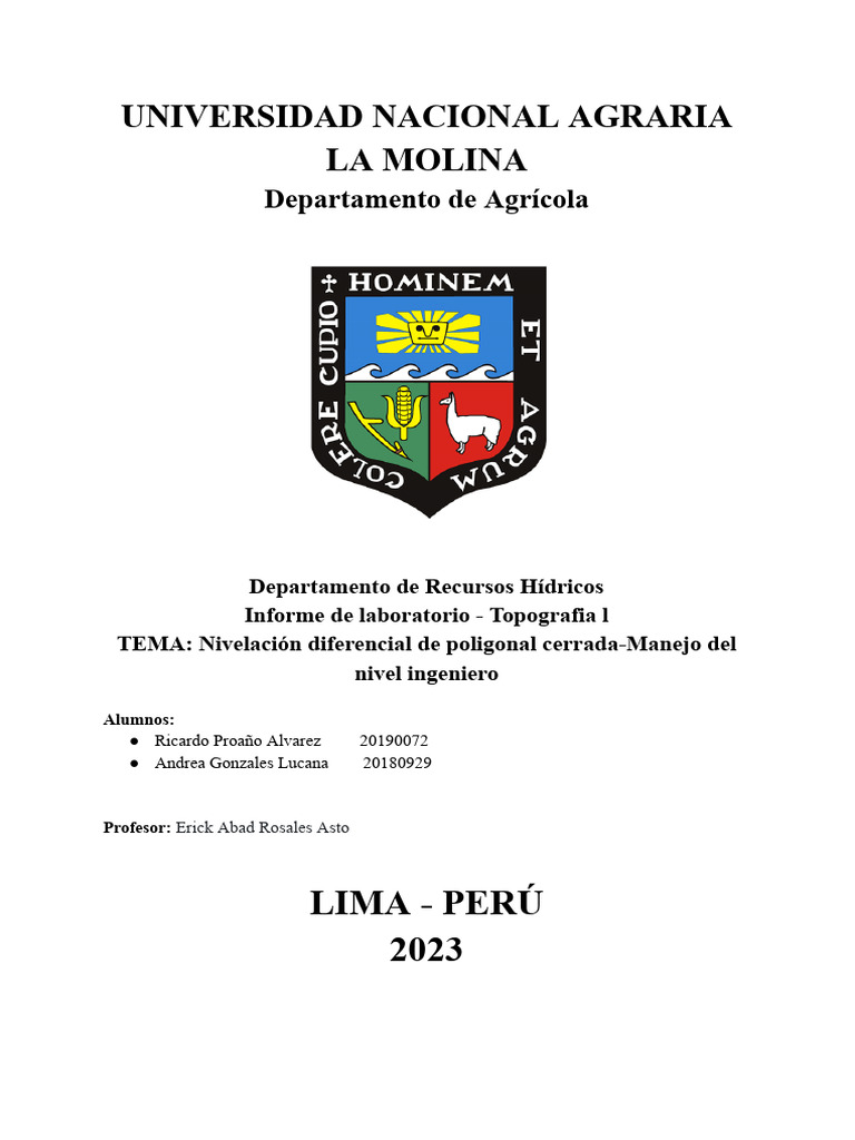 Universidad Nacional Agraria La Molina | PDF | Topografía | Agrimensura