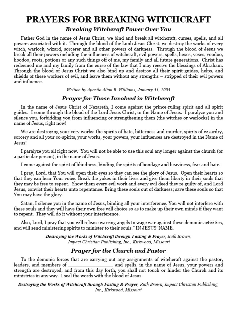 Prayers for Breaking Witchcraft | PDF | Witchcraft | Magician (Fantasy)