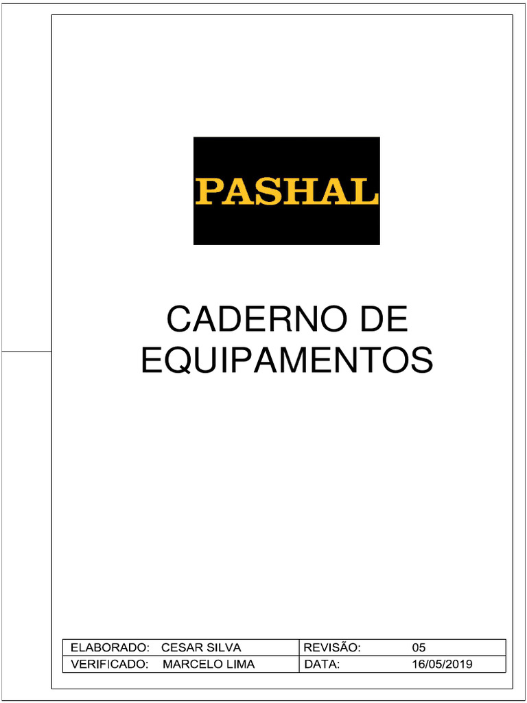 Caderno de Equipamentos Pashal - R05 | PDF | Unidades de medida