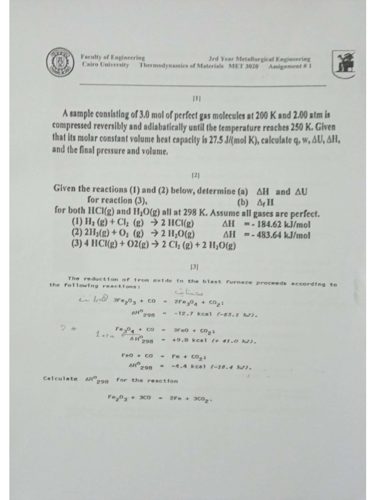 Thermo Assignments | PDF