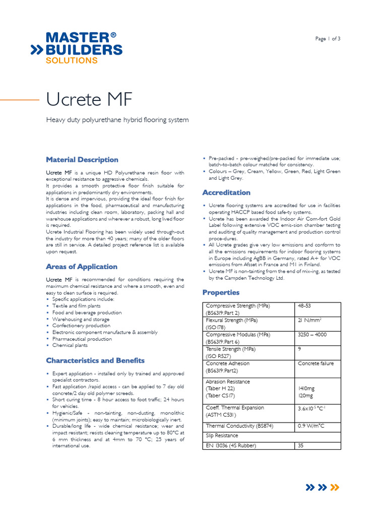 Ucrete MF Tds | Download Free PDF | Concrete | Acid