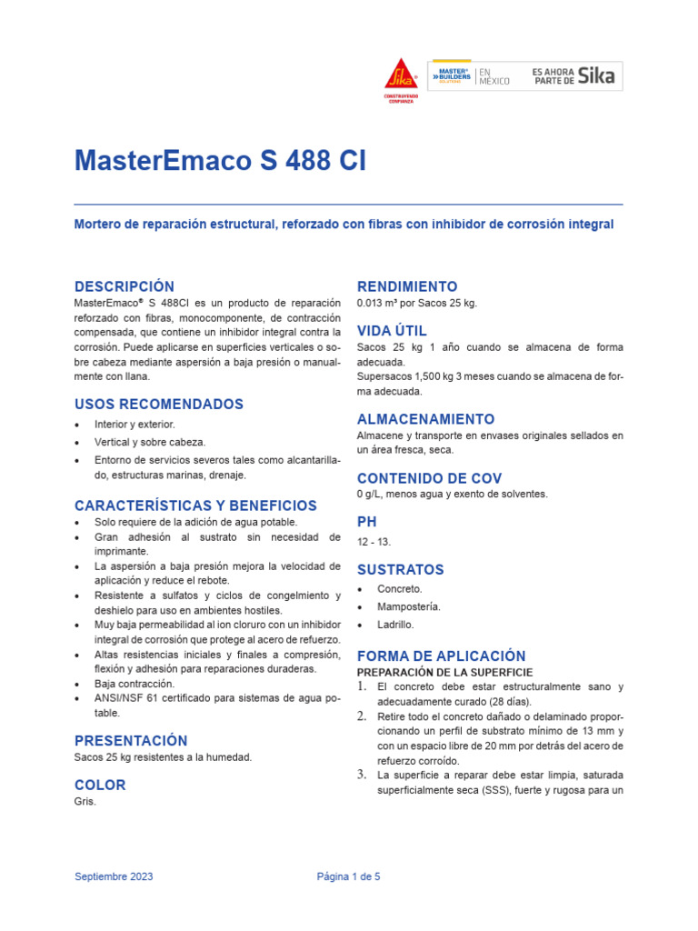 Masteremaco S 488 Ci - Ficha Tecnica | Descargar gratis PDF | Hormigón ...