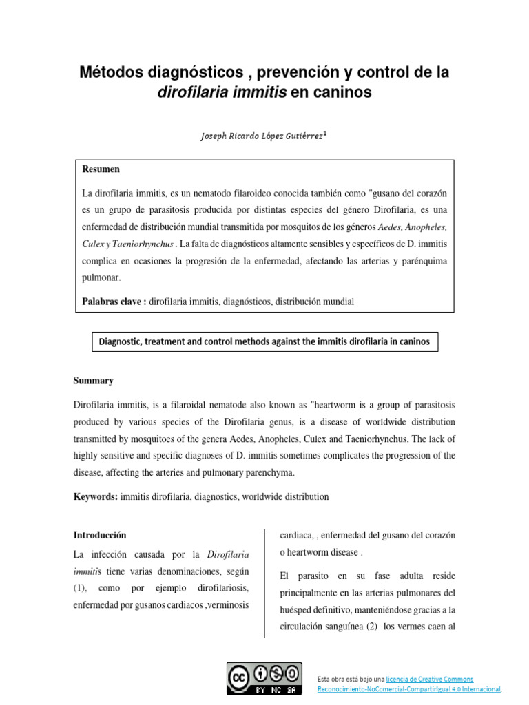 Dirofilaria immitis: Diagnóstico y Control | PDF | Mosquito ...