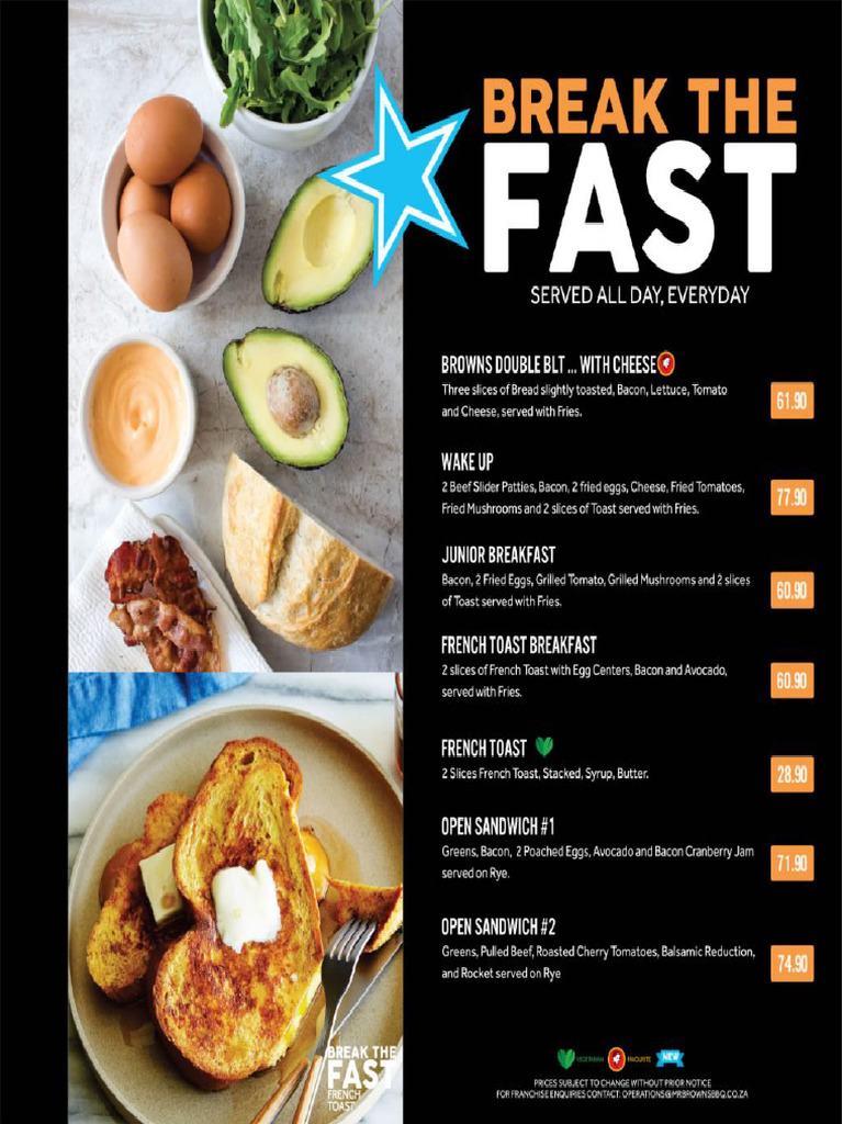 MR Browns Menu | PDF