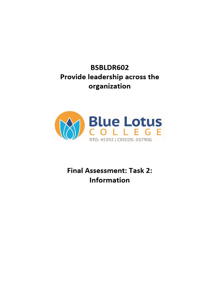 BSBLDR602 Final Assessment Task 2 Information | PDF | Strategic Planning | Information