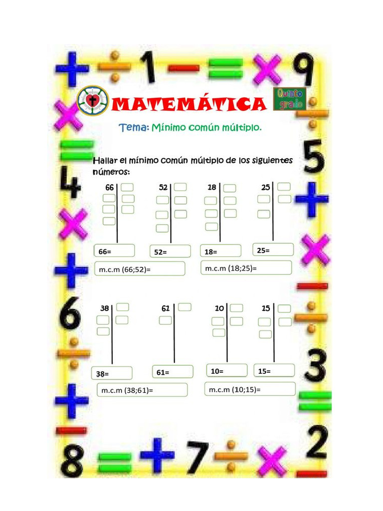 Mínimo Común Divisor Actividad | PDF