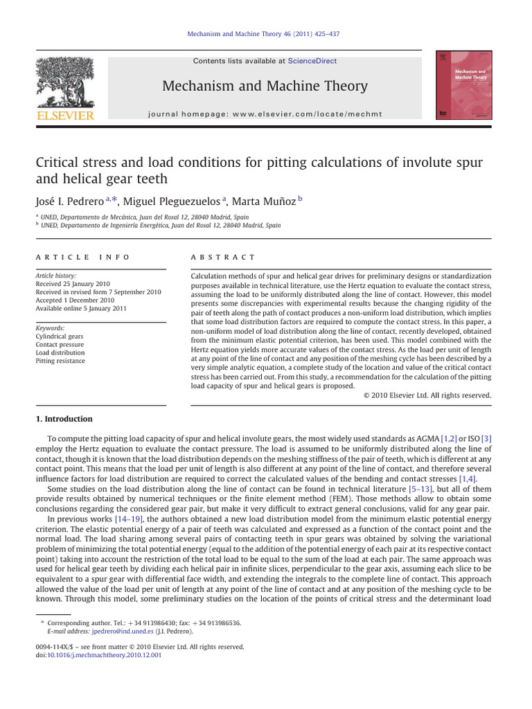Pitting Load Capacity in Gear Teeth | PDF | Gear | Stress (Mechanics)