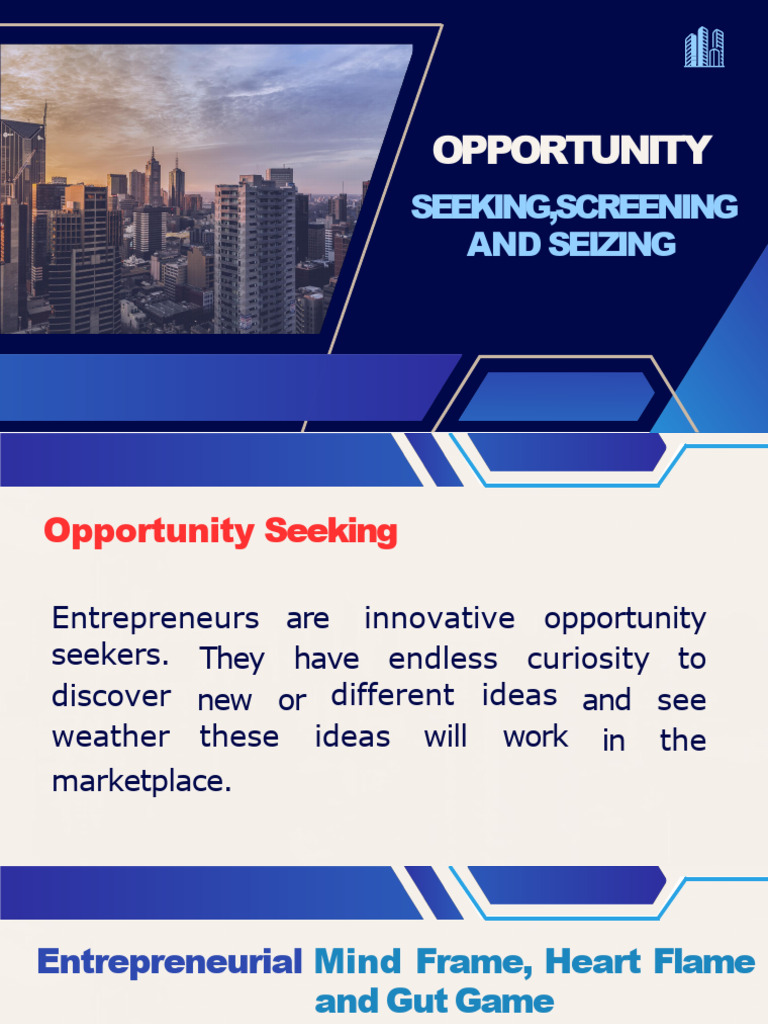 Opportunity Seekingscreening and Seizing | PDF | Entrepreneurship ...
