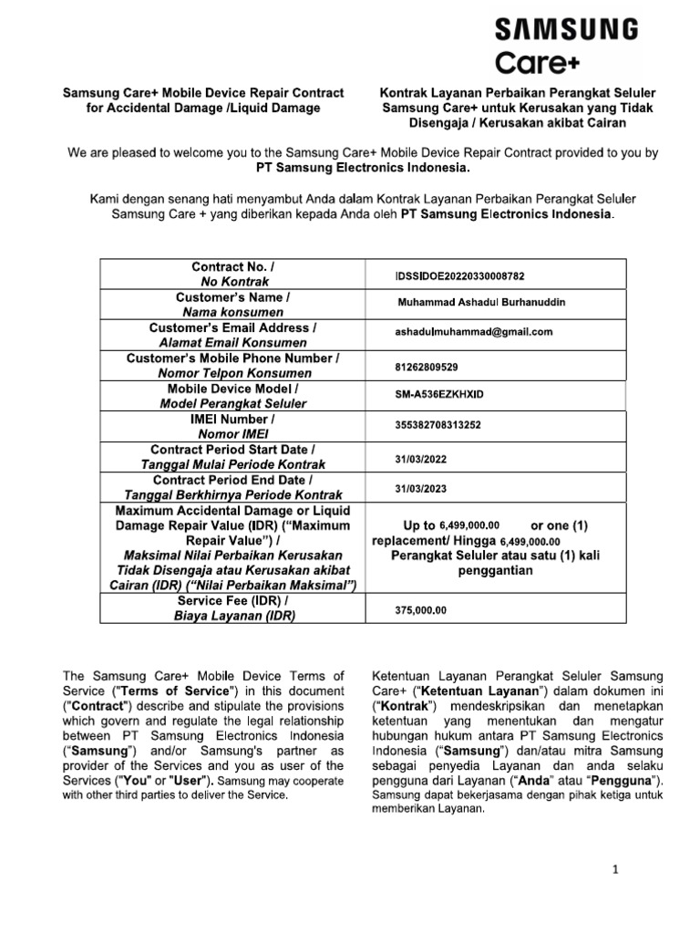 samsung care + | PDF