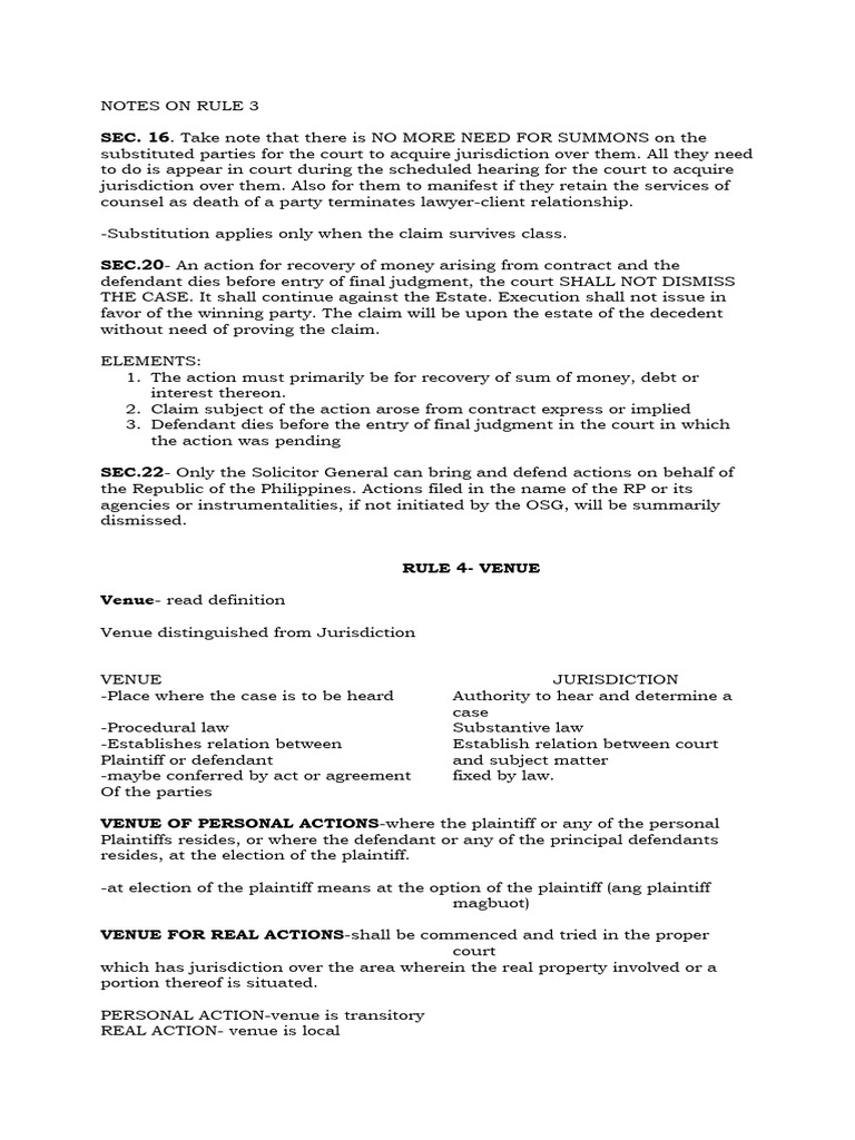 Rule 3 4 NOTES | PDF | Jurisdiction | Summary Judgment