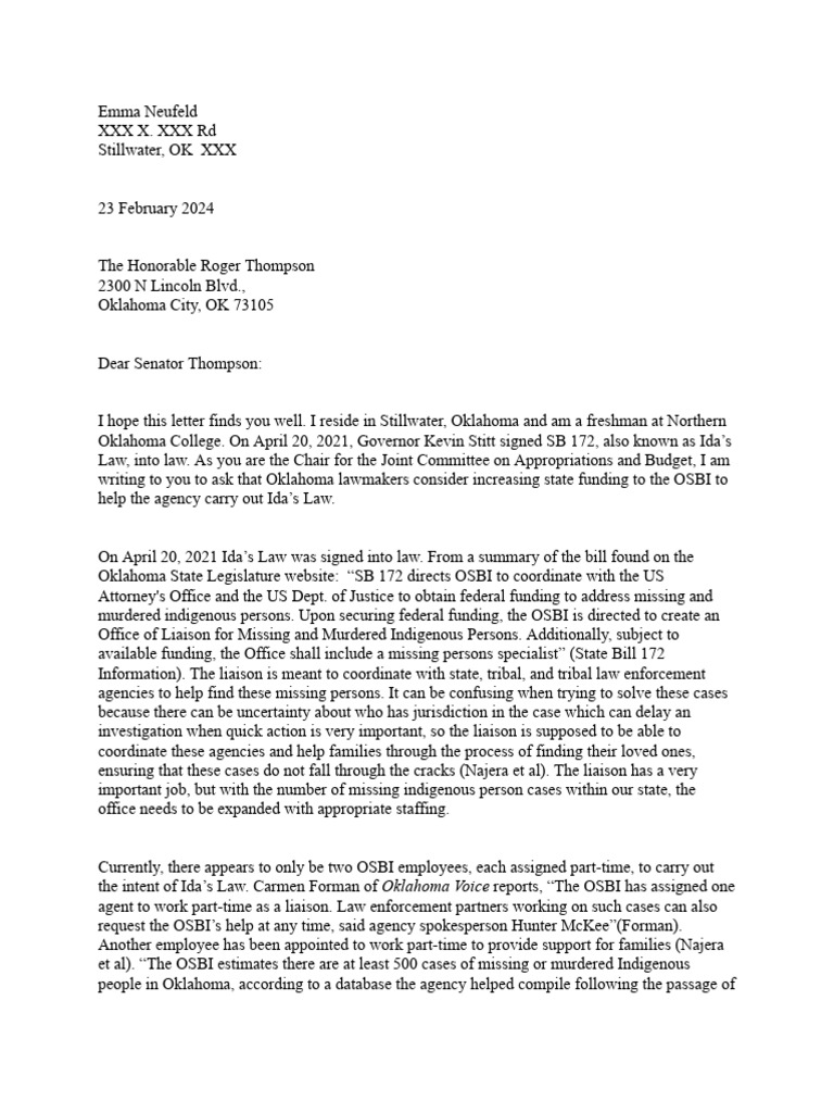 Essay 2 Letter To Authority Corrections PDF Government