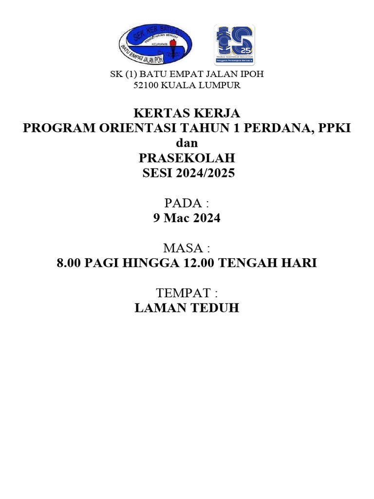 Program Orientasi Tahun 1 2024 | PDF