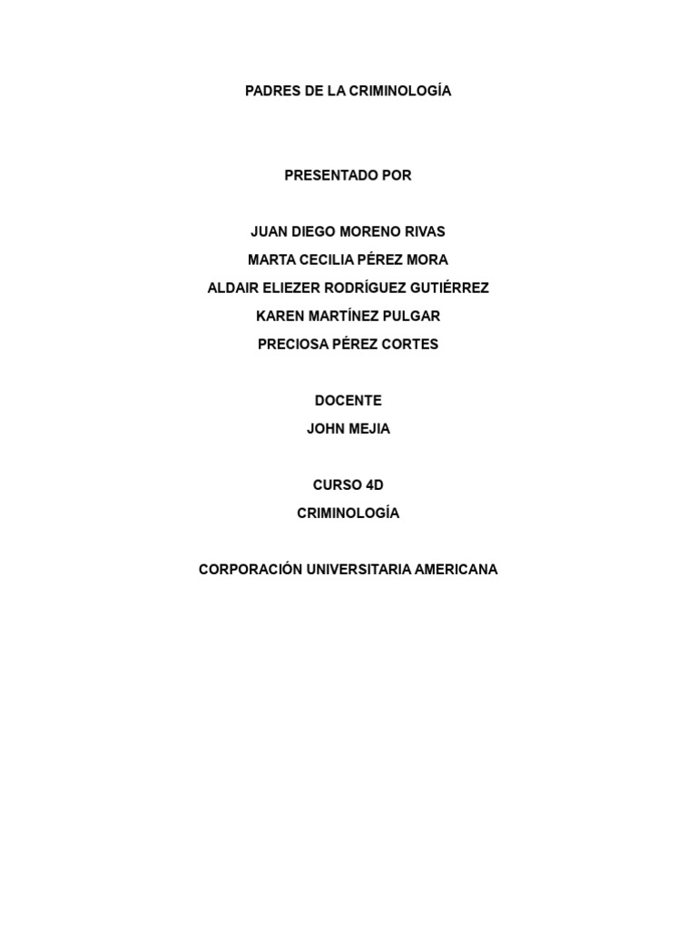 Padres de la Criminología: Lombroso, Garofalo y Ferri | PDF ...