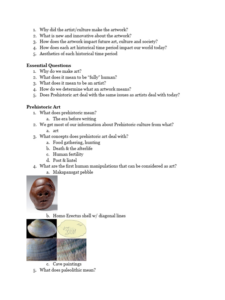 Study Guide #1 - Prehistoric Art | PDF | Stone Age