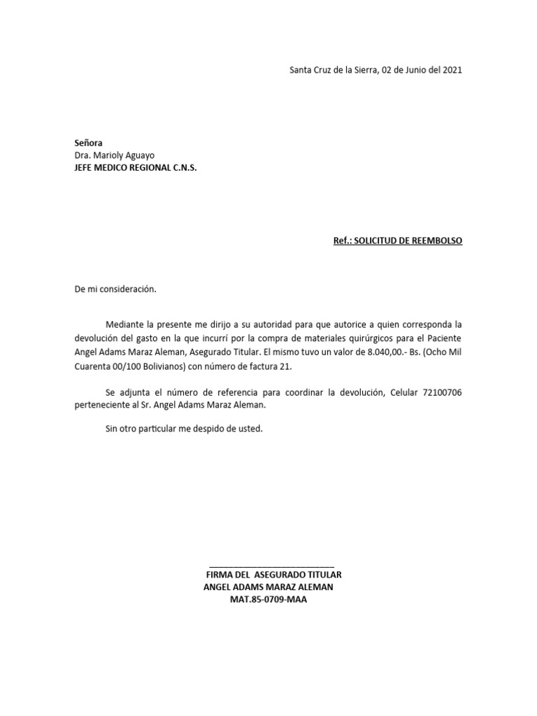 Modelo de Carta Cns | PDF