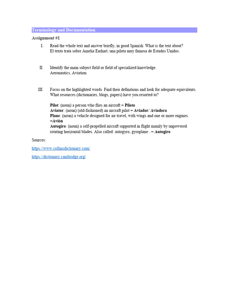 Cocuzza_Mariel Terminology and Documentation_assignment_1 | PDF ...