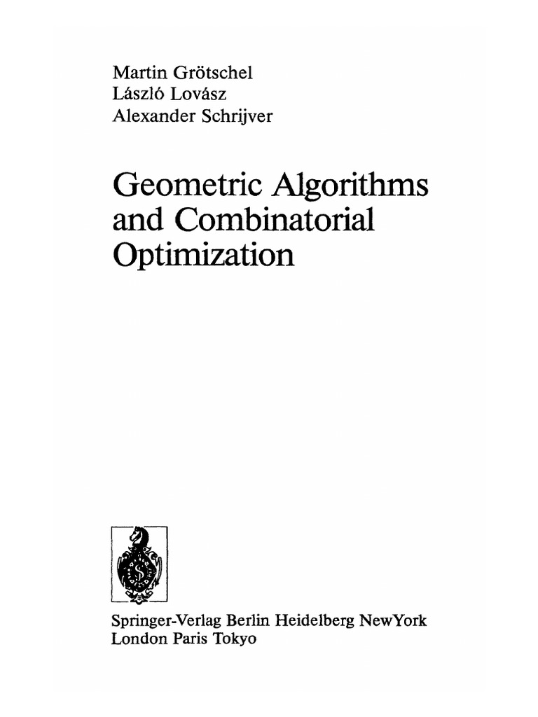 038713624X (207EACB7) Geometric Algorithms and Combinatorial Optimization (Grotschel 1988) | PDF