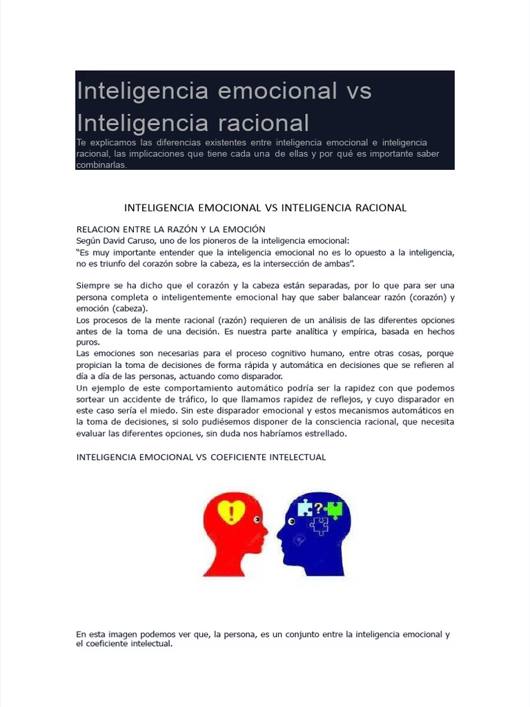 Pdf Inteligencia Emocional Vs Inteligencia Racional Pdf